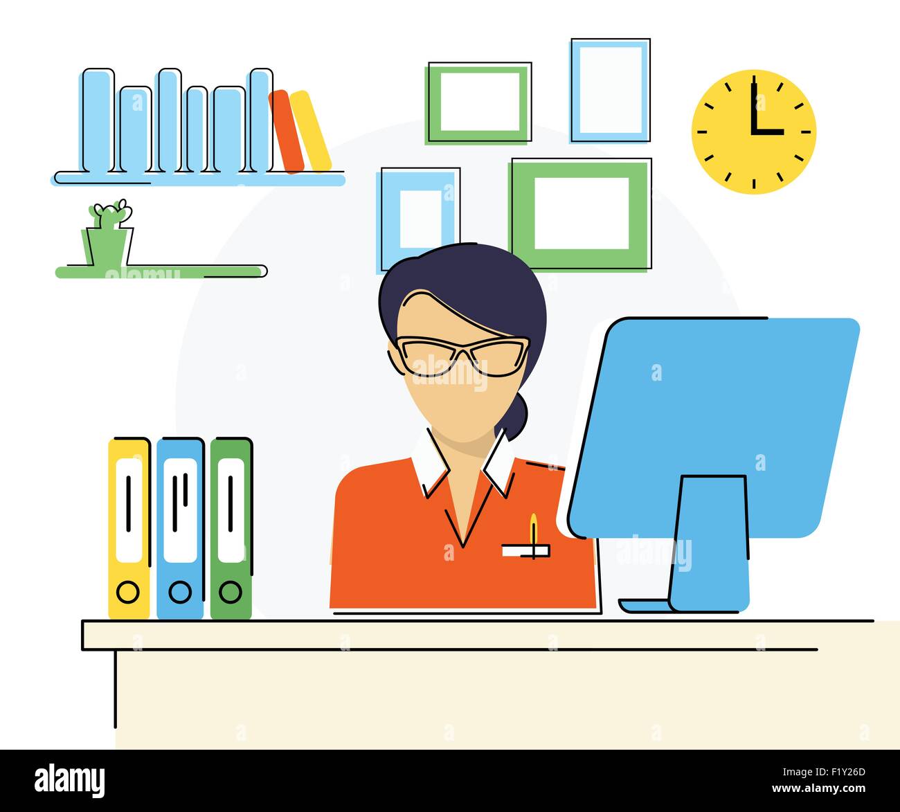 Woman with computer Stock Vector Image & Art - Alamy