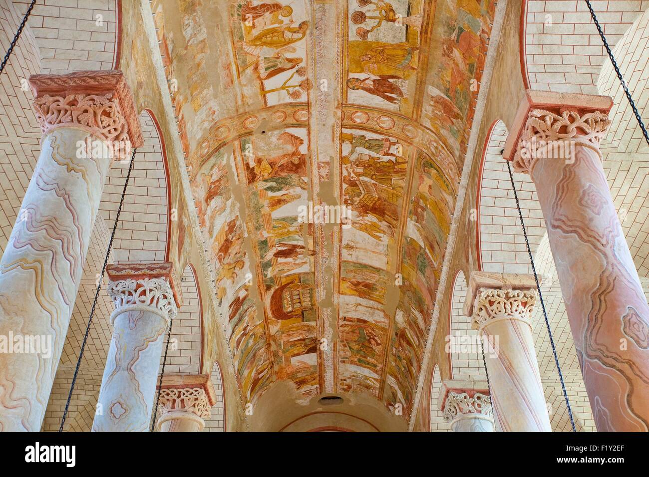 France, Vienne, Saint Savin, Saint Savin sur Gartempe abbey, frescoes ...