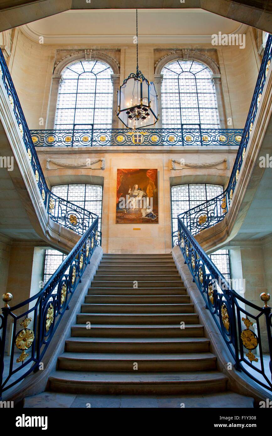 France, Marne, Reims, Saint Remi Museum, the grand staircase with the ...