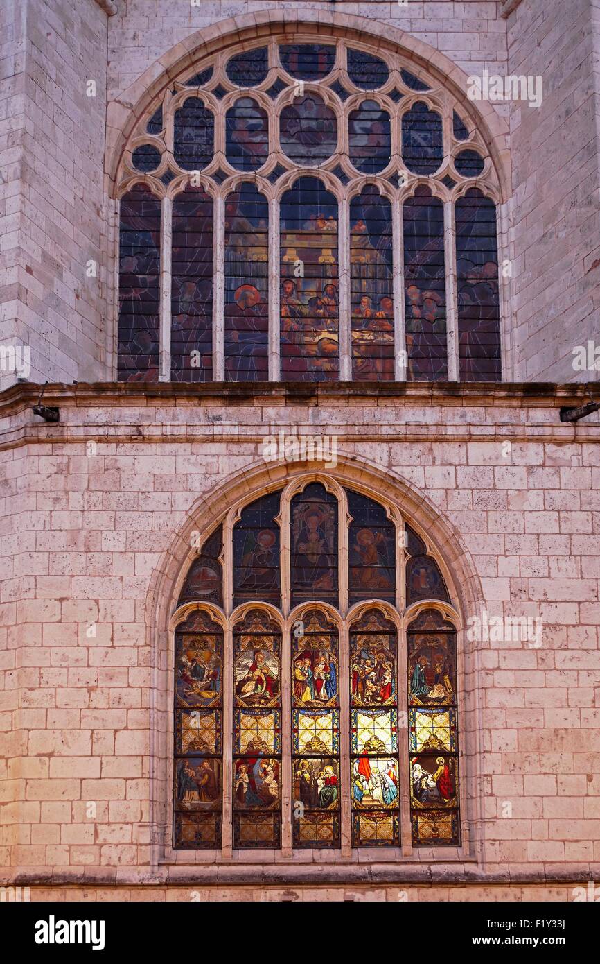 France, Loiret, Montargis, Mary Magdalene Church, stained-glass window ...