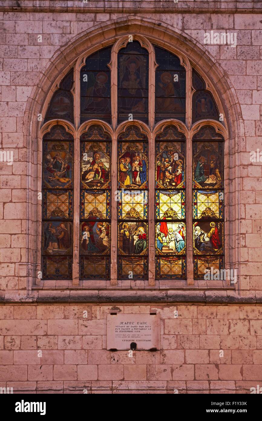 France, Loiret, Montargis, Mary Magdalene Church, stained-glass window ...