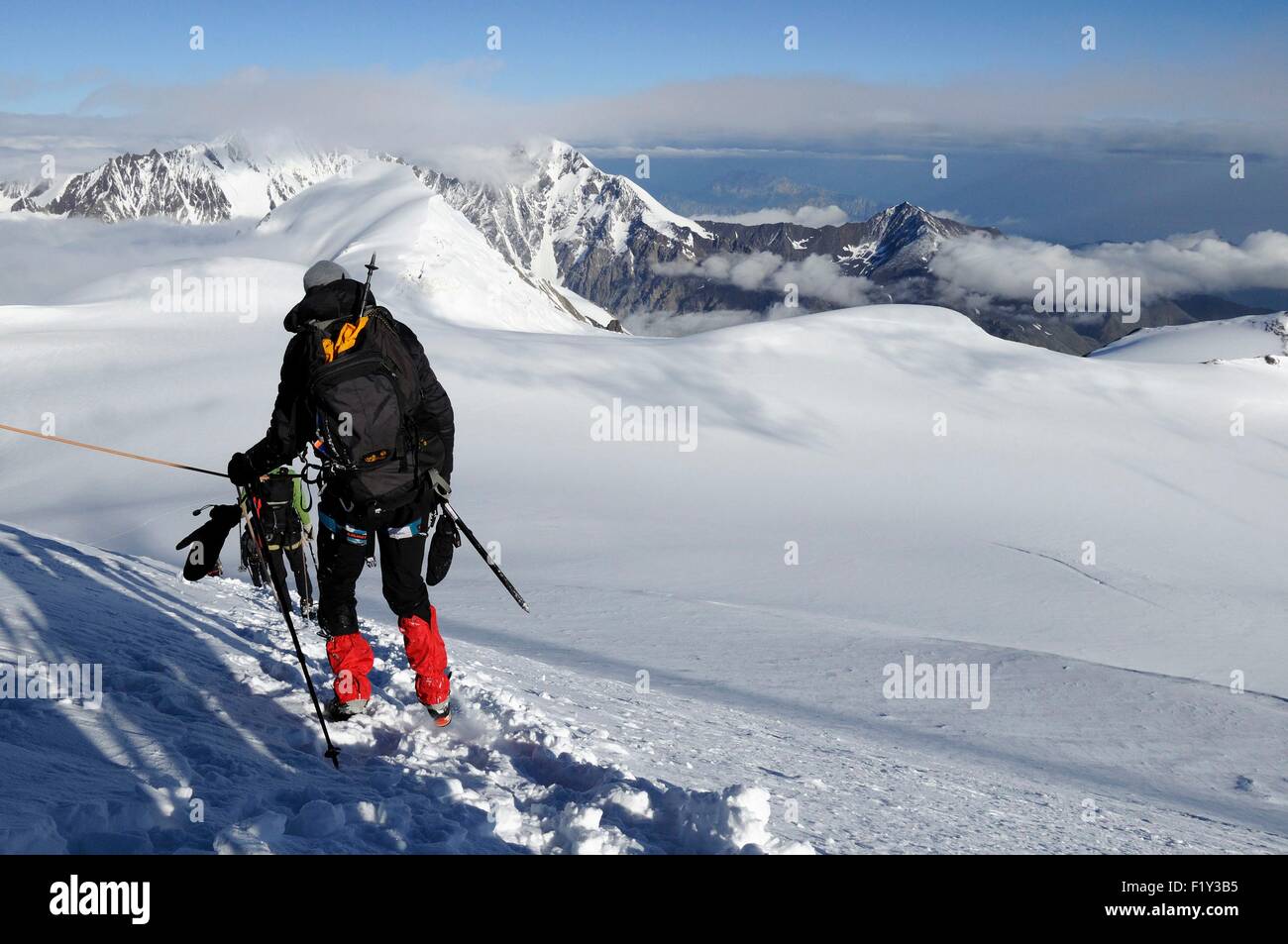 Georgia, Greater Caucasus, Mtskheta-Mtianeti, Mount Kazbek ...
