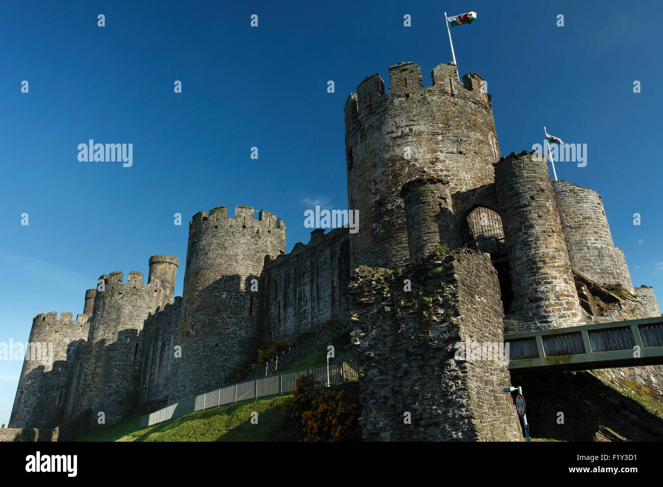 Conwy castle welsh flag hi-res stock photography and images - Alamy