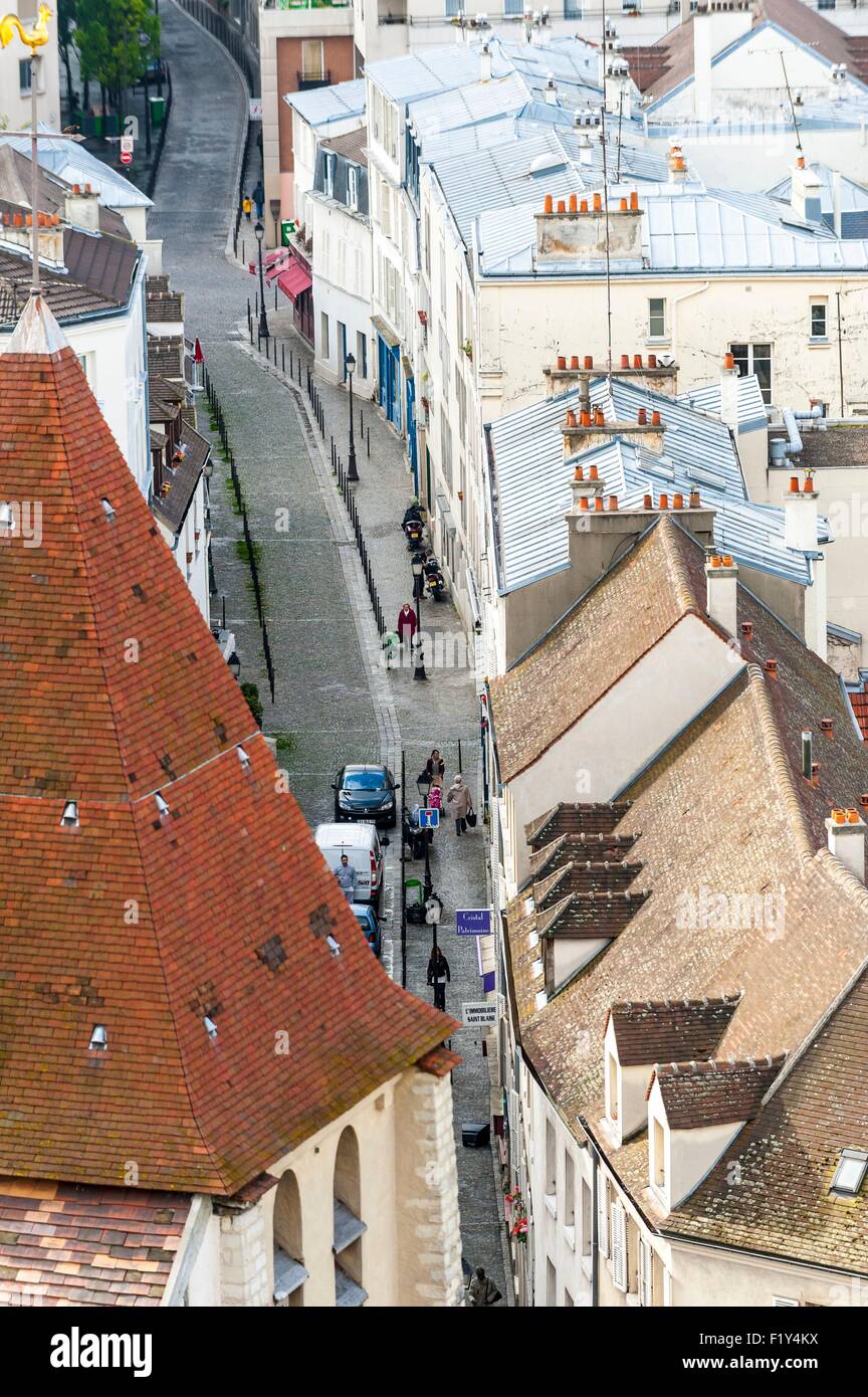 France, Paris, village Charonne church of Saint Germain de Charonne and ...