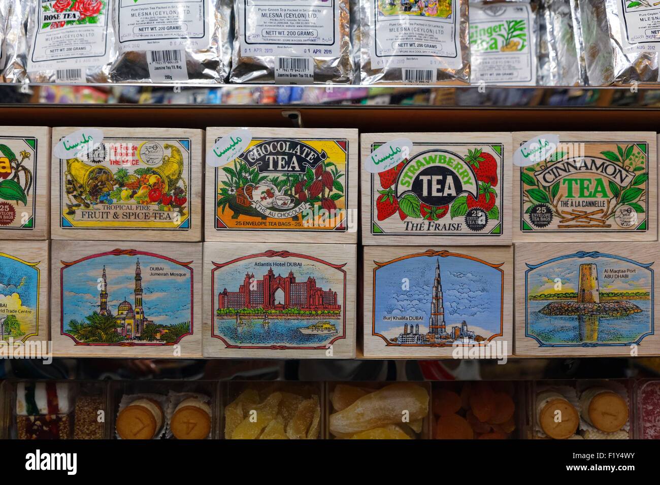 United Arab Emirates, Dubai, Deira, Spice Souk, boxes of tea Stock ...