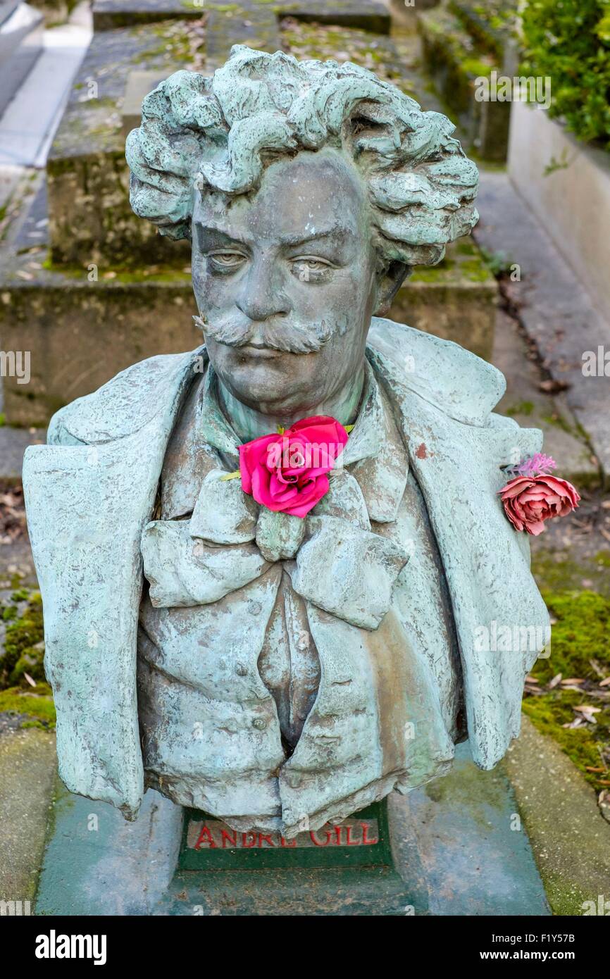 France, Paris, Pere-Lachaise cemetery, Andre Gill's tomb, cartoonist ...