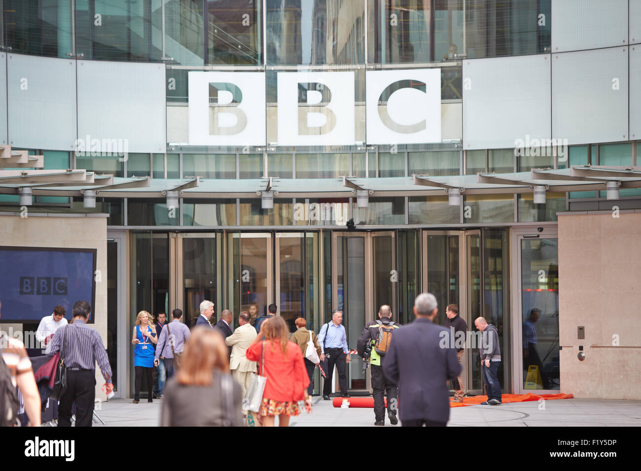 The main entrance to broadcasting house on the day of the official ...