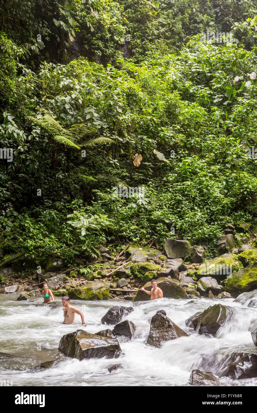 Costa Rica, Alajuela province, La Fortuna, swimming in the Catarata de ...