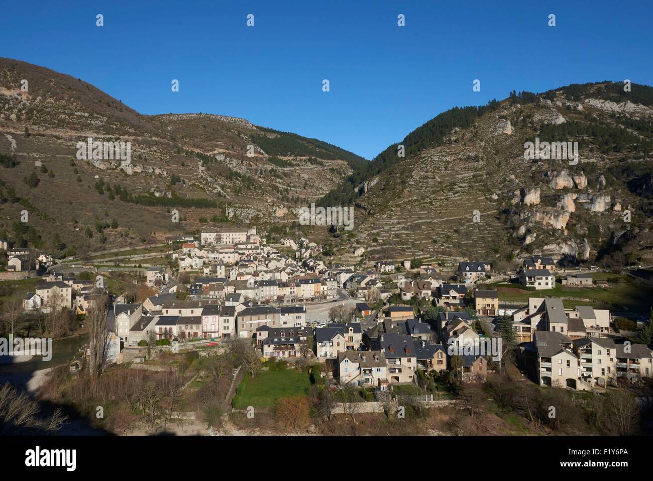 France, Lozere, Sainte Enimie, labelled Les Plus Beaux Villages de ...