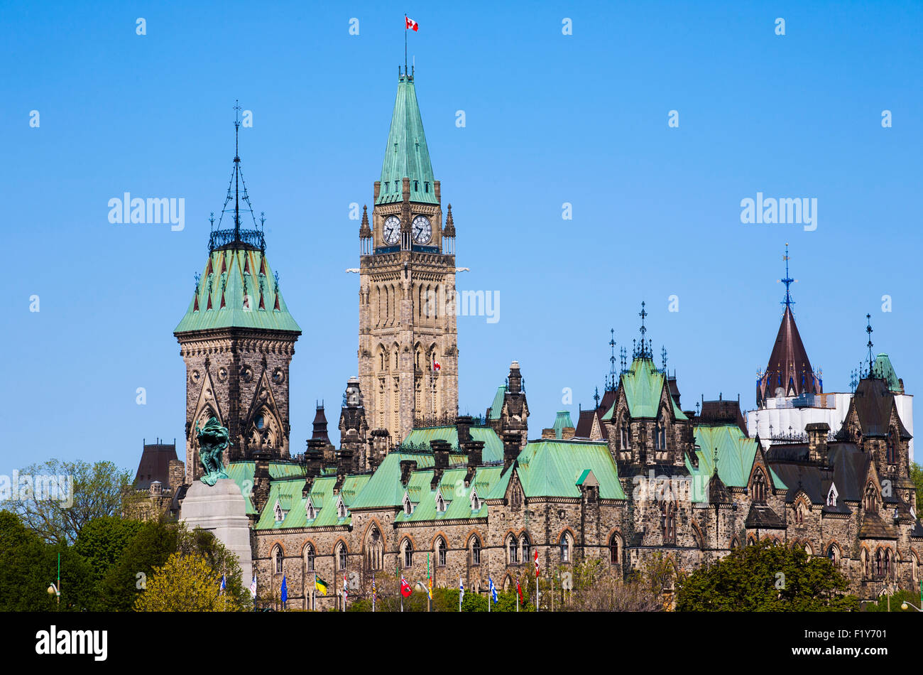 Canada ottawa parliament clock peace tower flag history hi-res stock photography and images - Alamy