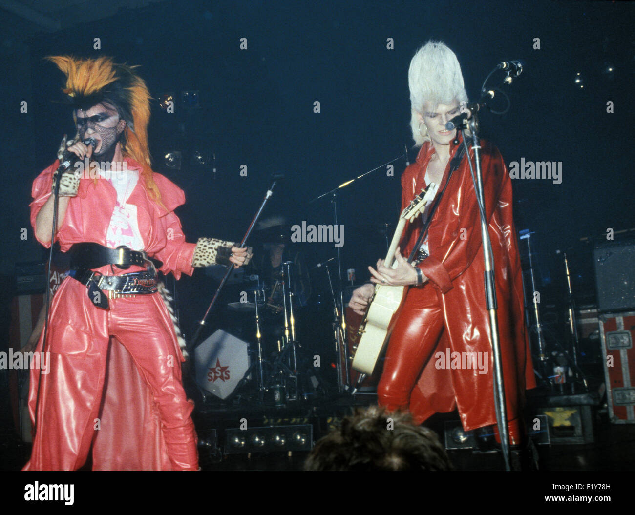 SIGUE SIGUE SPUTNIK UK pop group about 1982 with Tony James at left ...