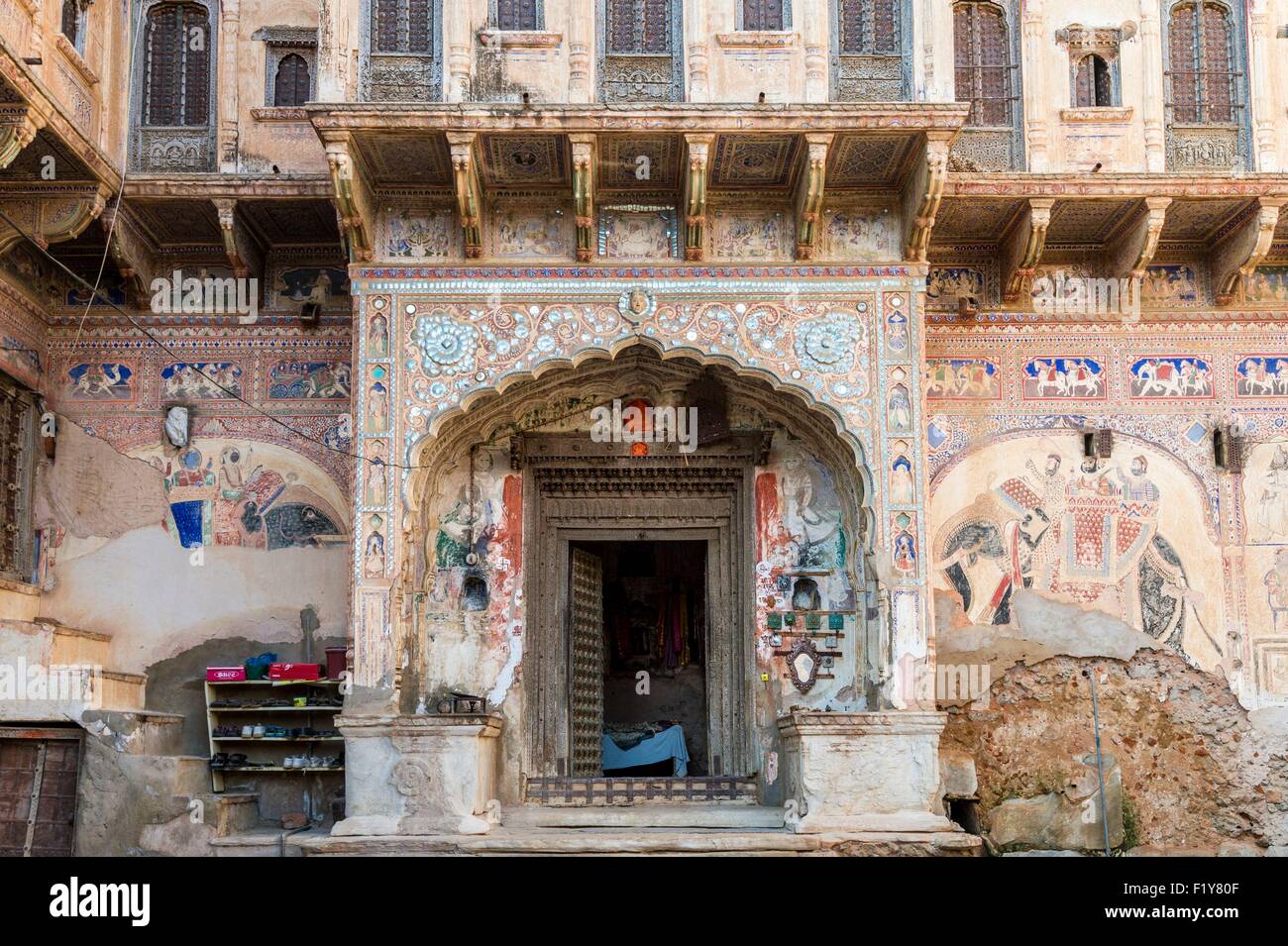India, Rajasthan state, Shekhawati region, Mandawa, Gulab Bai haveli ...