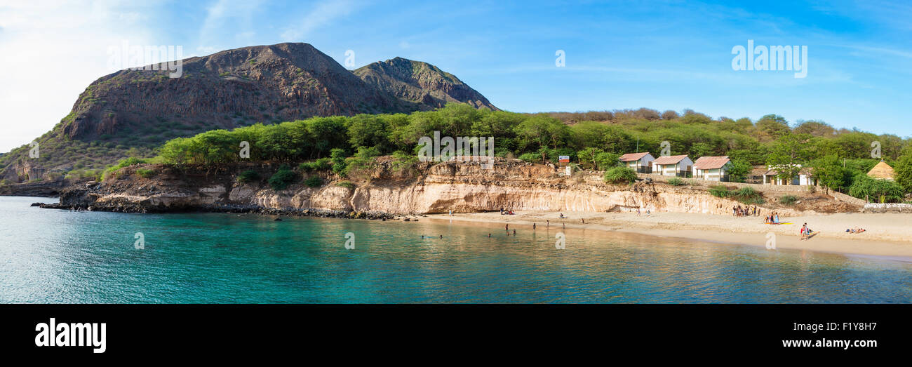 Panoramic view of Tarrafal beach in Santiago island in Cape Verde ...