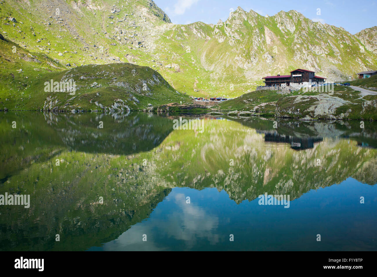 Beautiful mountain landscape with glacier lake, Carpathians, Romania ...