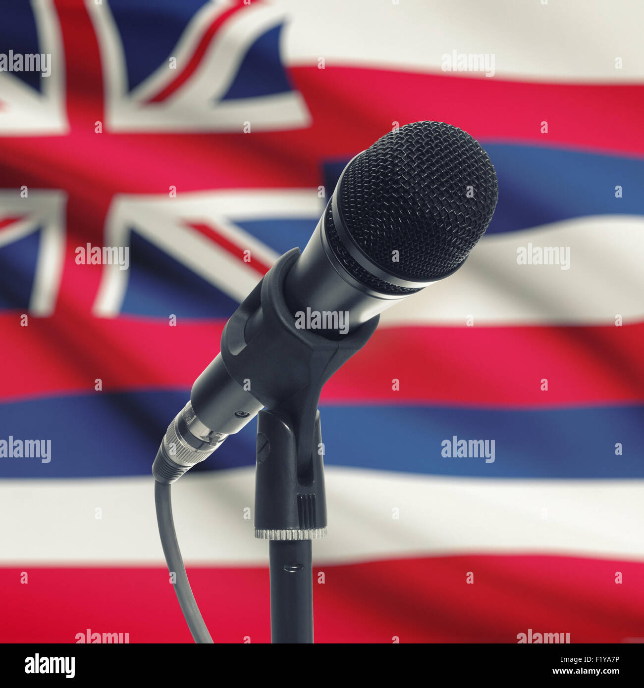 Microphone with US states flags on background series - Hawaii Stock ...