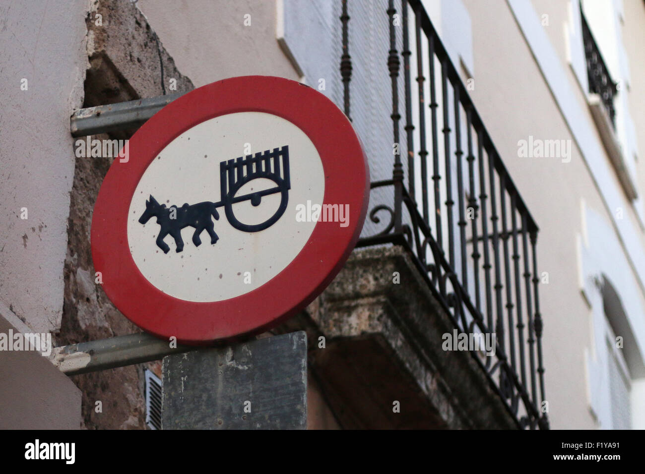 Traffic sign of forbidden entry to vehicles with animals Stock Photo ...