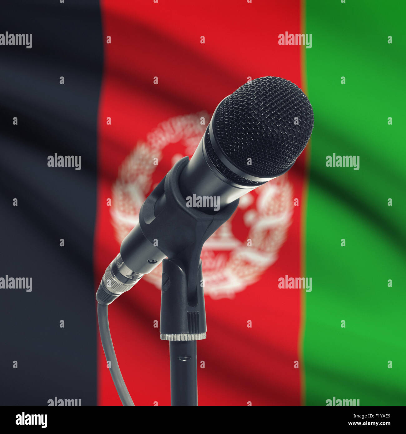Microphone with national flag on background series - Afghanistan Stock ...