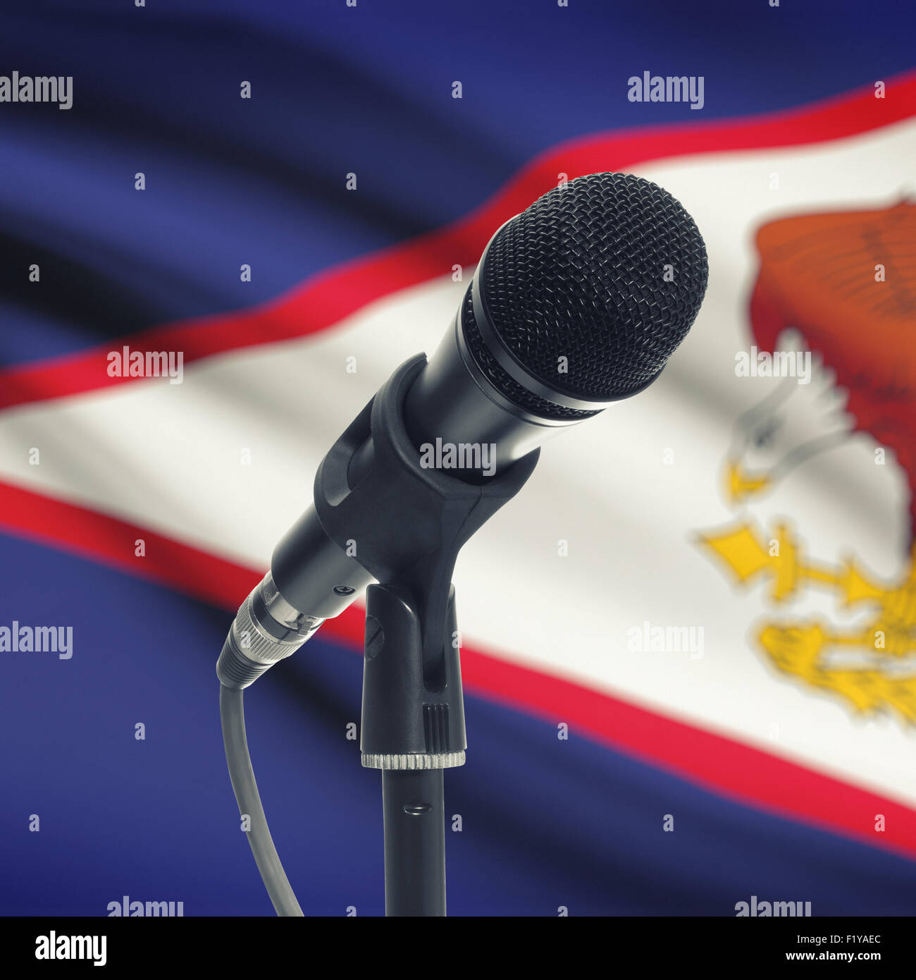 Microphone with national flag on background series - American Samoa ...