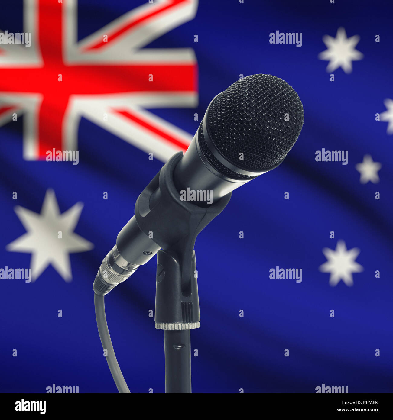 Microphone with national flag on background series - Australia Stock ...