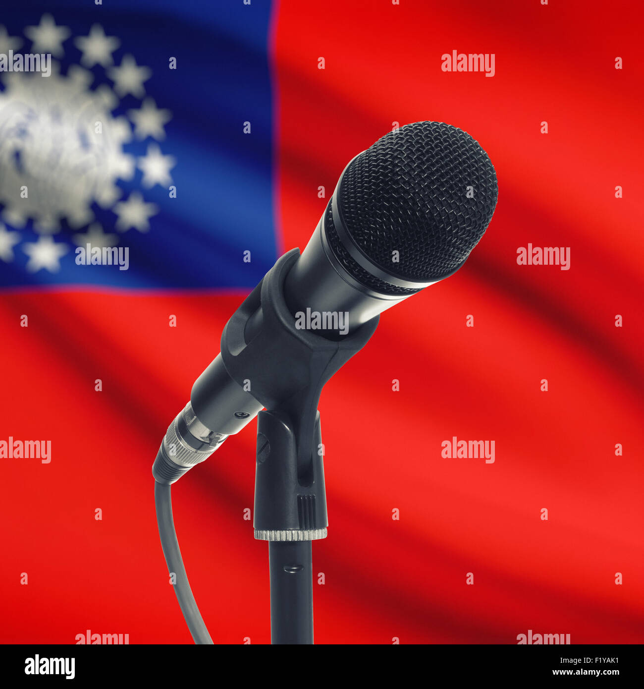 Microphone with national flag on background series - Burma Stock Photo ...