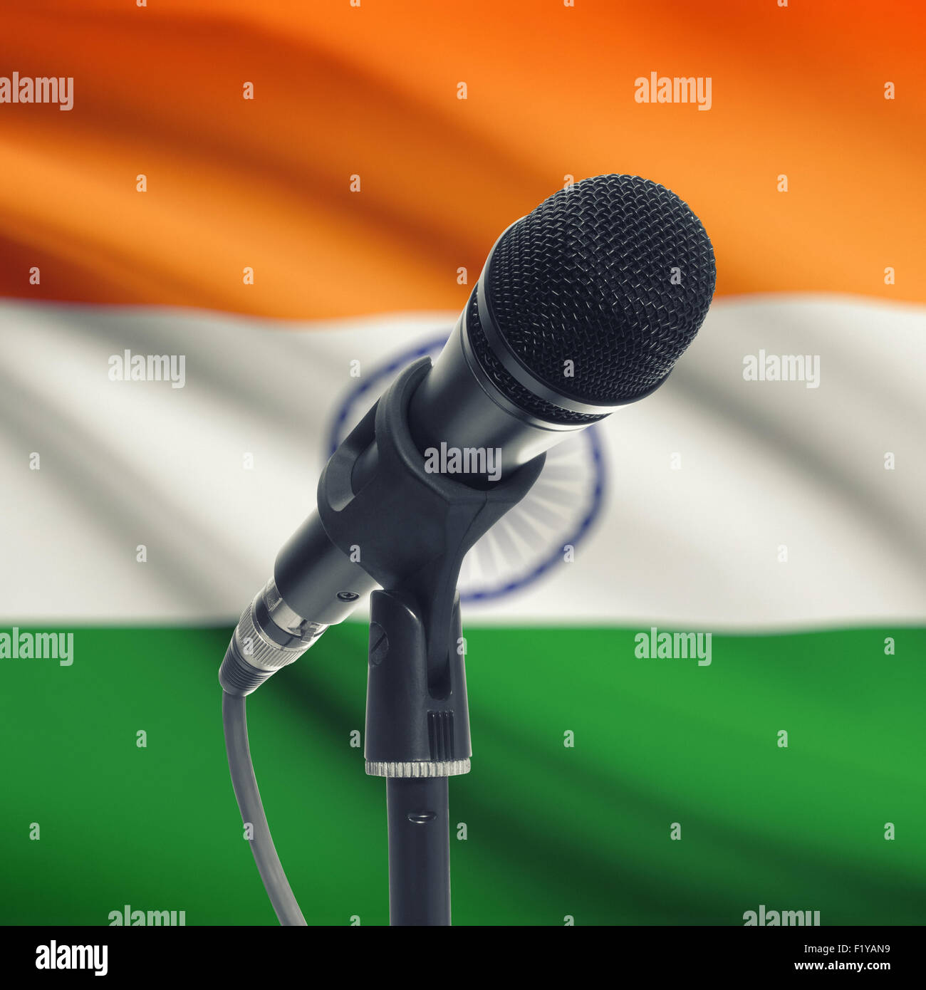 Microphone with national flag on background series - India Stock Photo ...