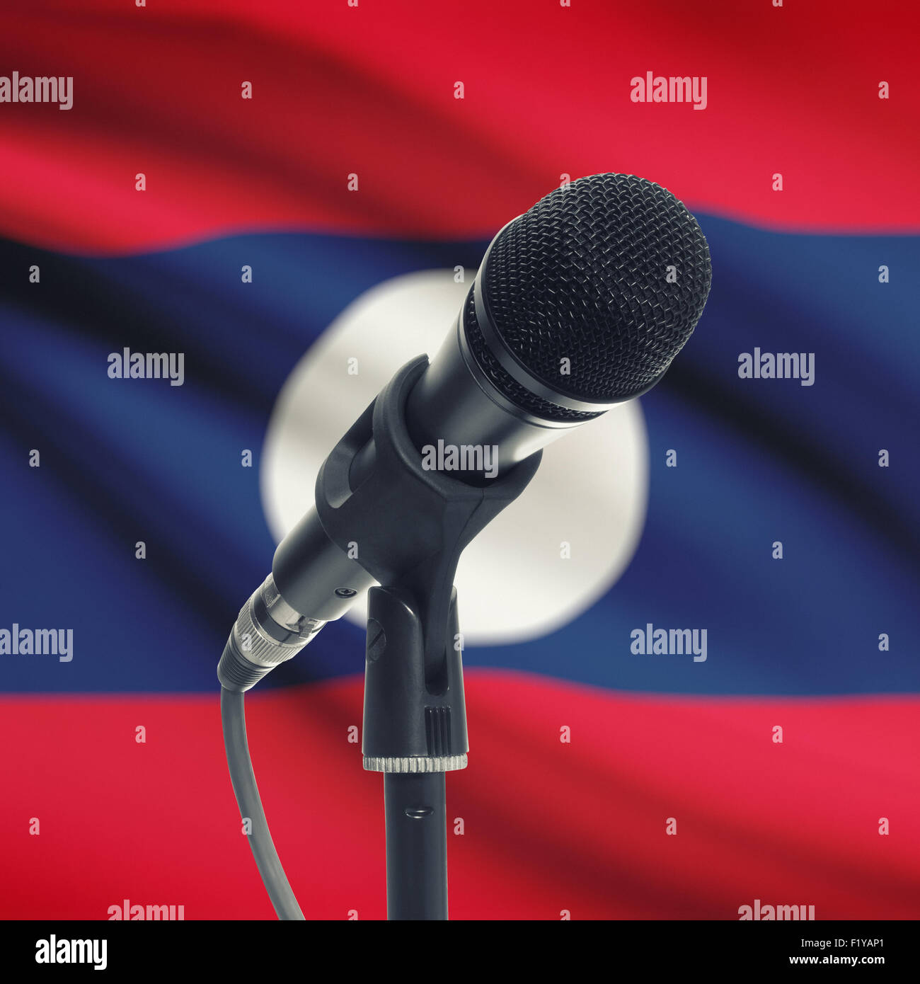 Microphone with national flag on background series - Laos Stock Photo ...