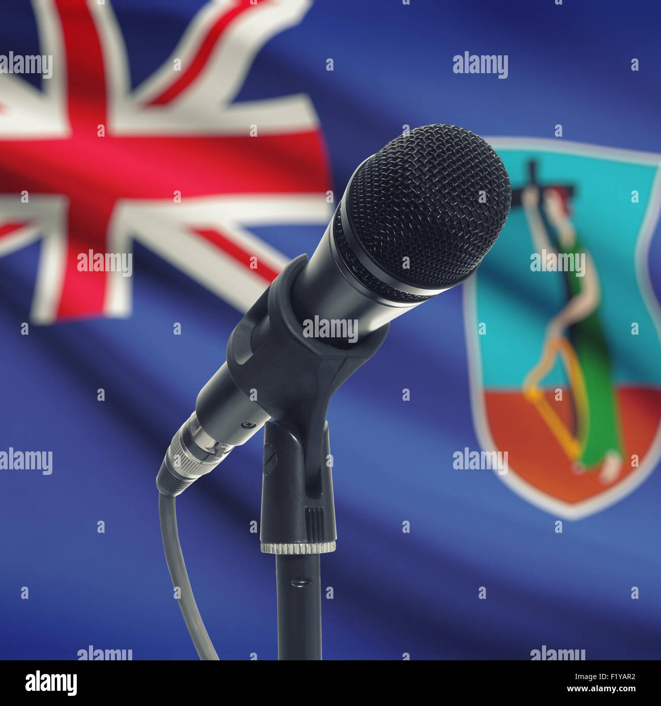 Microphone with national flag on background series - Montserrat Stock ...