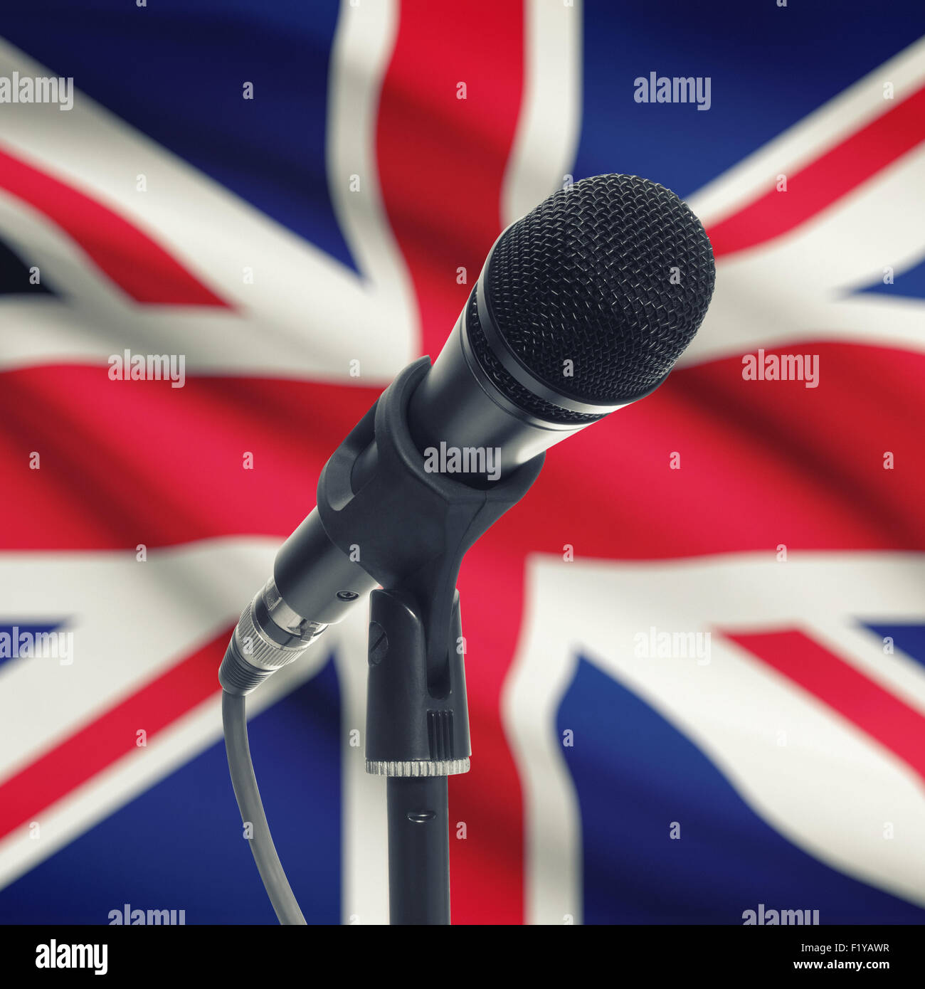 Microphone with national flag on background series - United Kingdom ...