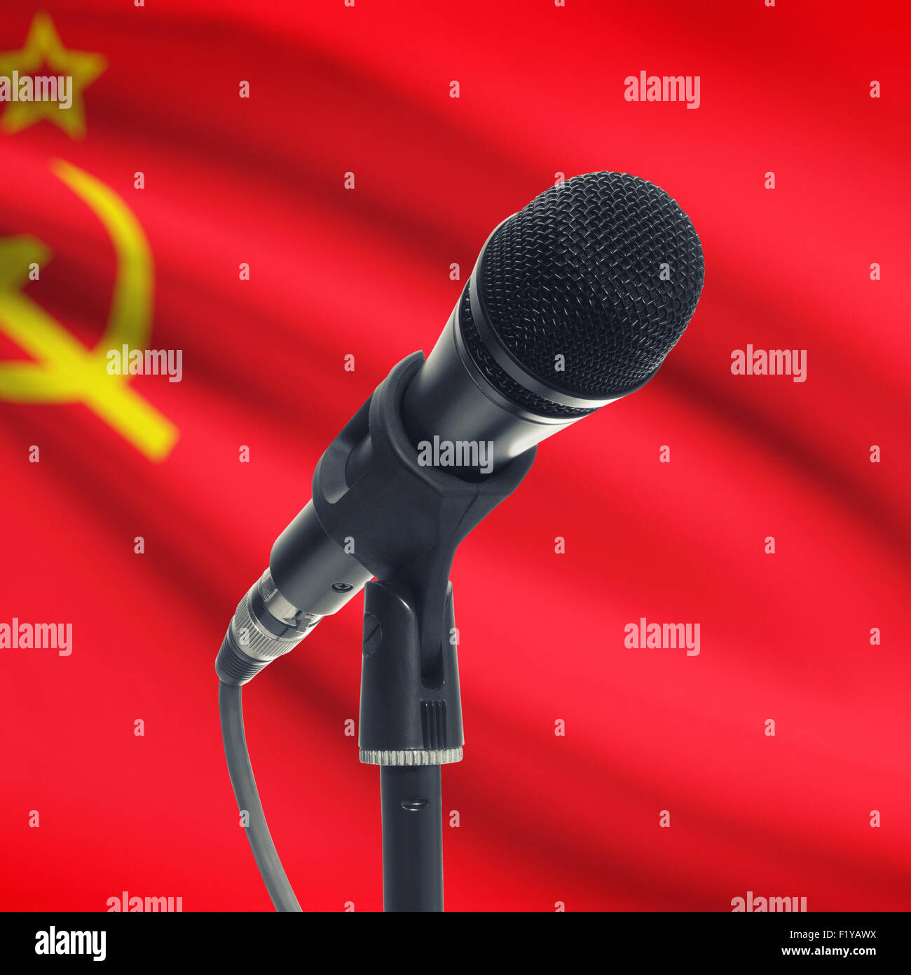 Microphone with national flag on background series - USSR - Soviet ...