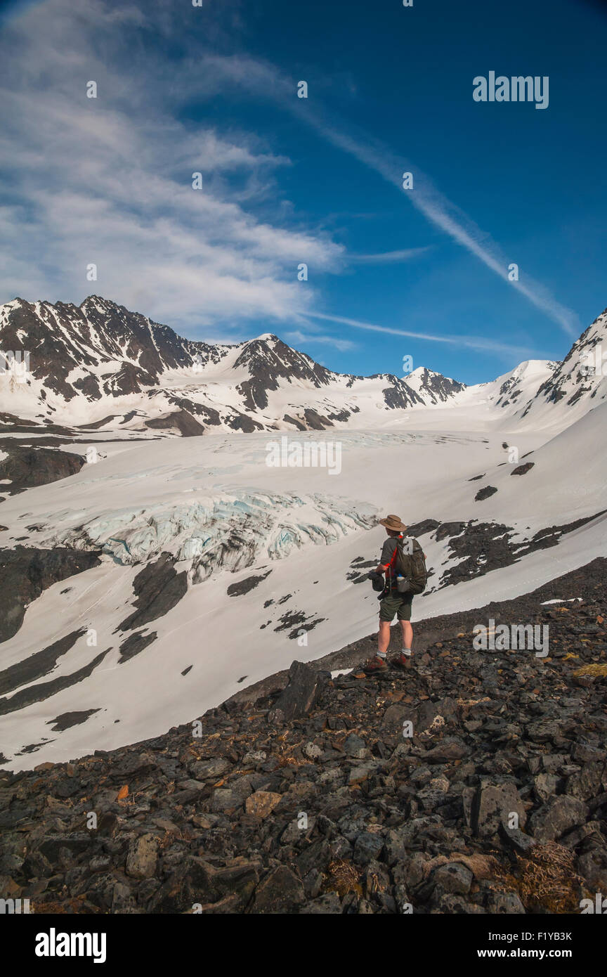 Glacier,Hiker,Alaska,Chugach,Crow Creek Pass Stock Photo - Alamy