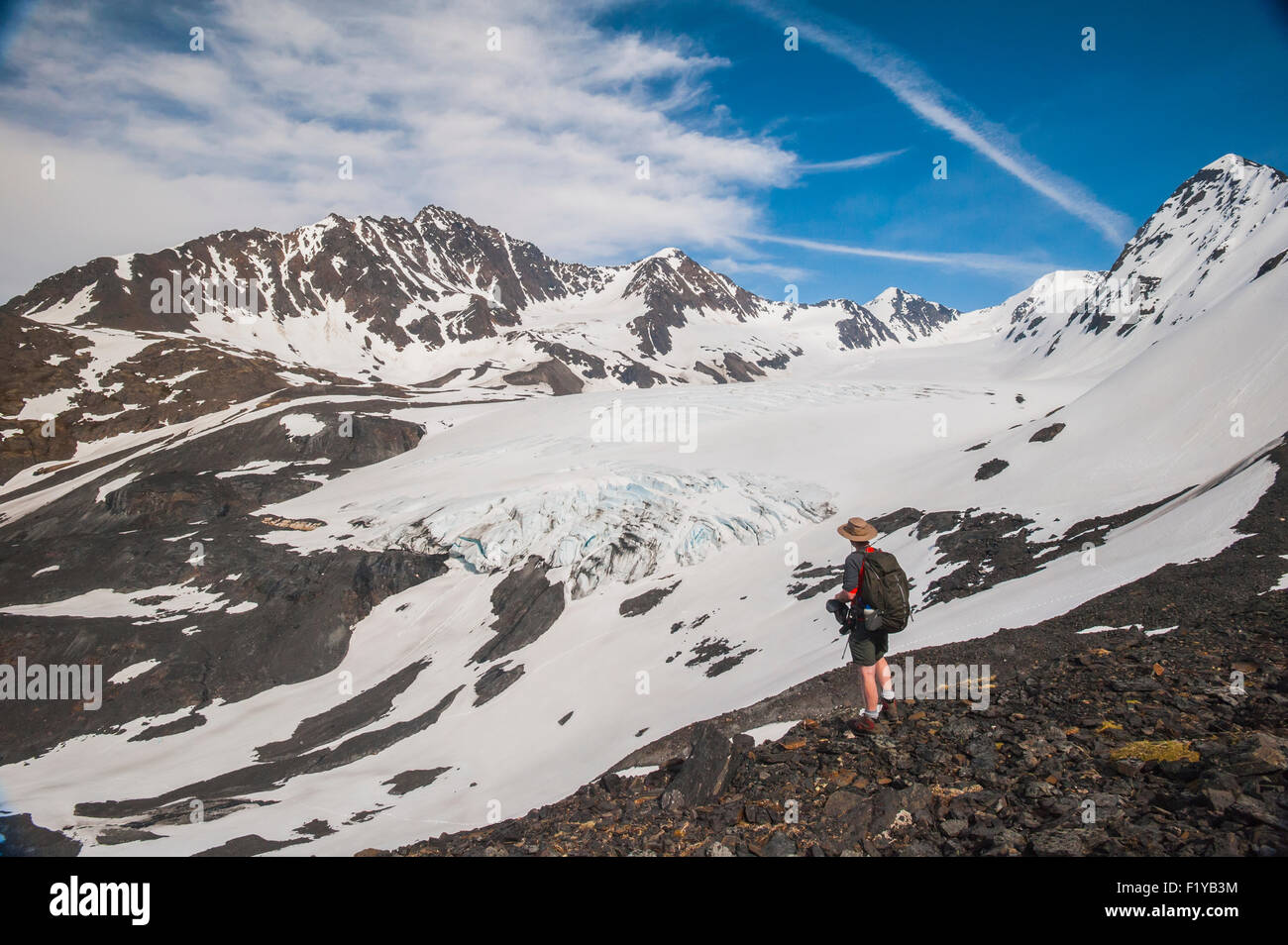 Glacier,Hiker,Alaska,Chugach,Crow Creek Pass Stock Photo - Alamy