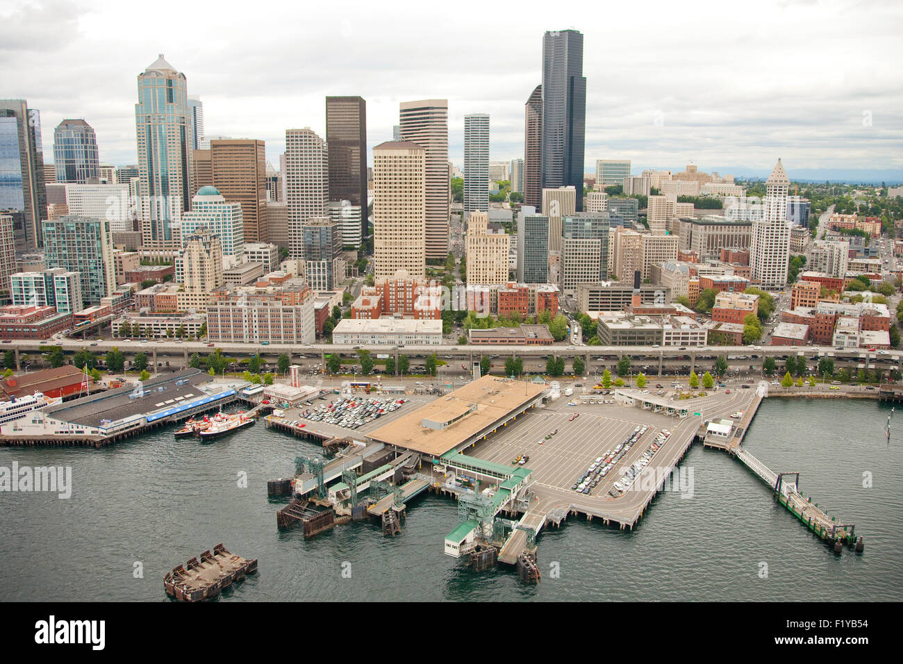 Seattle WA skyline aerial view Stock Photo - Alamy