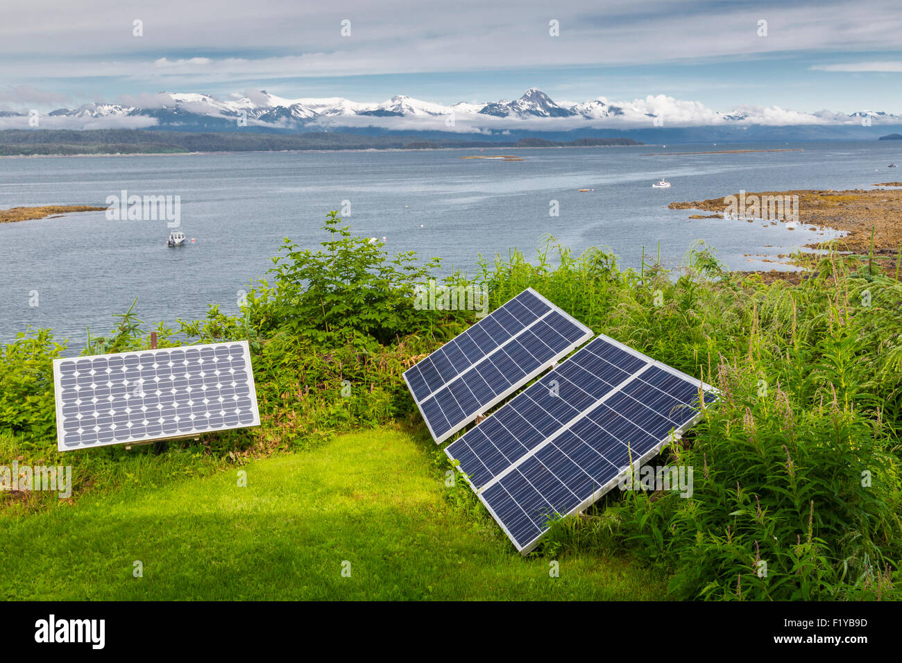 Alaska,Juneau,Solar Panel,Shelter Island Stock Photo - Alamy