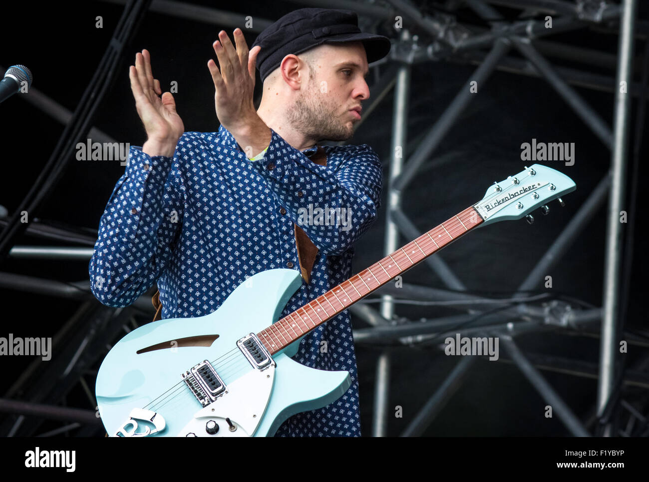 Ryan Hill of Kassassin Street playing guitar at Victorious Festival ...