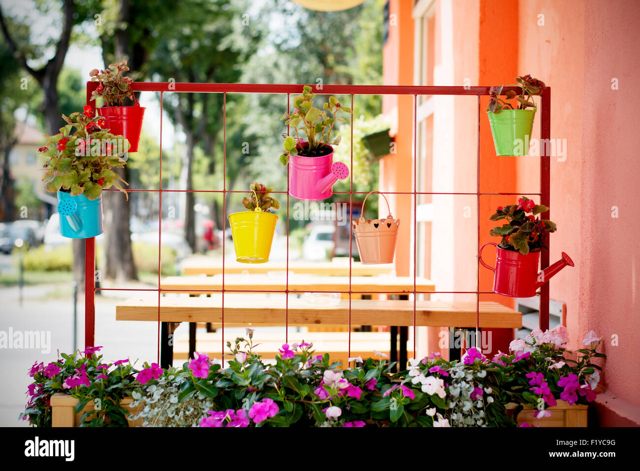 Beautiful colorful idea for small flower pots in home garden where ...