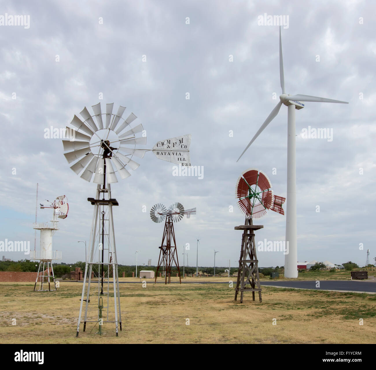 Windmills on display at the American Wind Power Center and Museum in ...