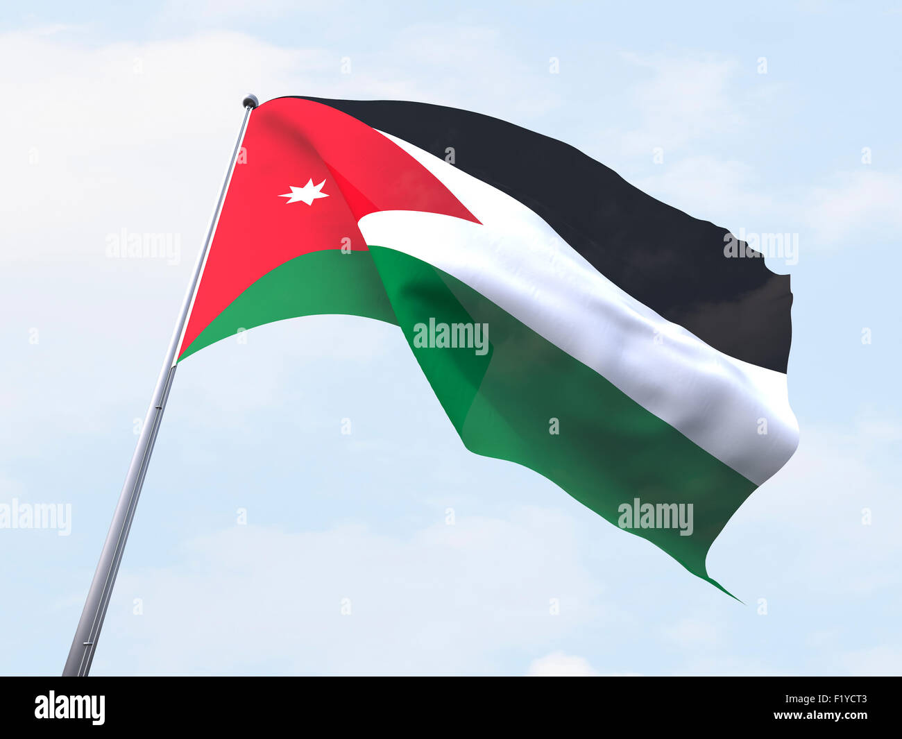 Jordan flag flying on clear sky Stock Photo - Alamy