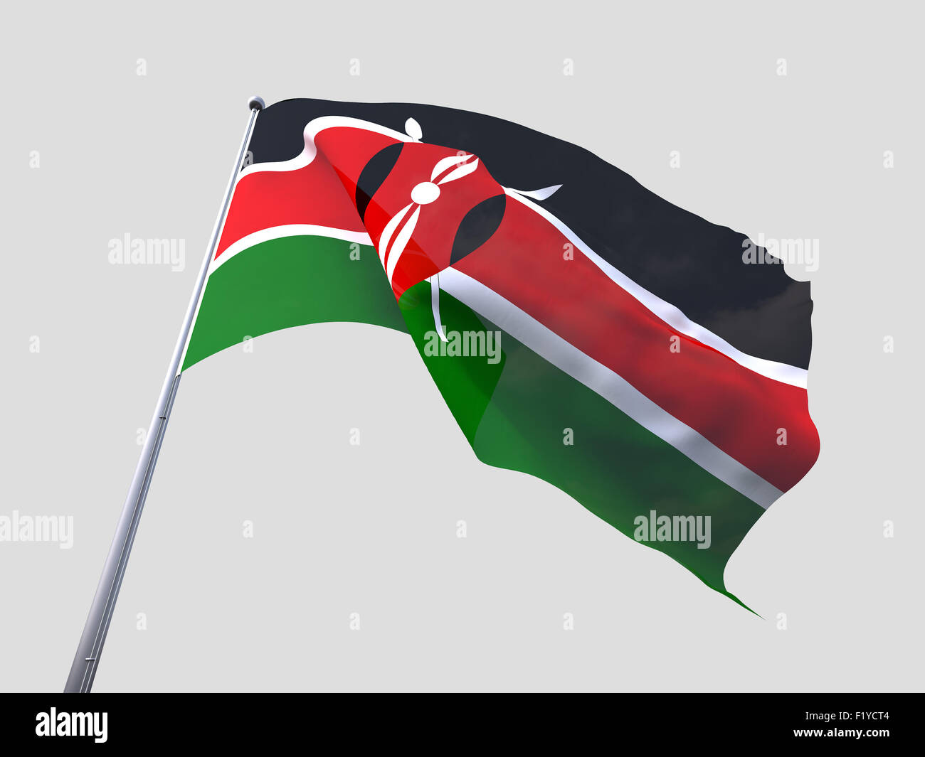 Kenya flying flag isolate on white background Stock Photo - Alamy