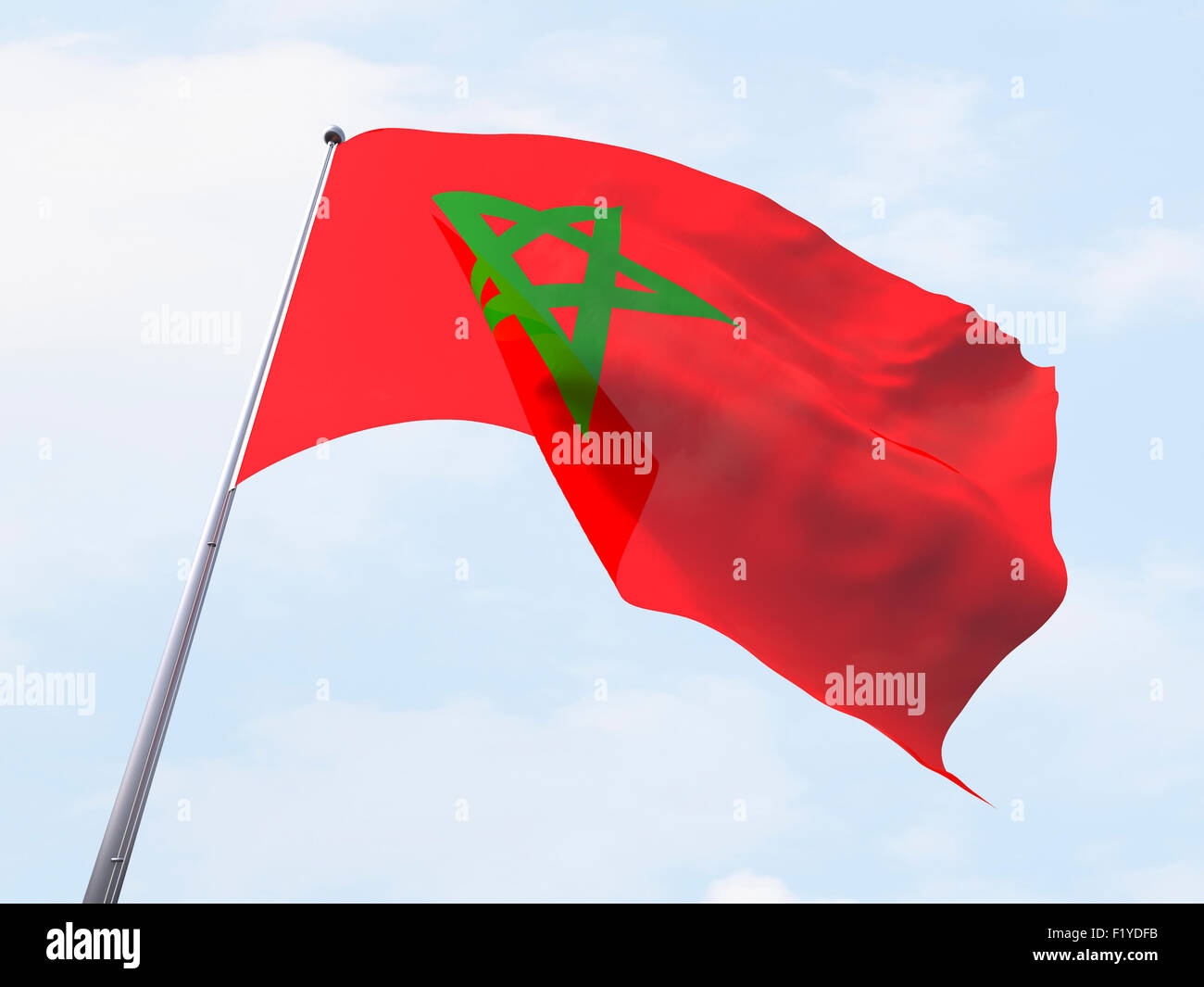 Morocco flag flying on clear sky Stock Photo - Alamy