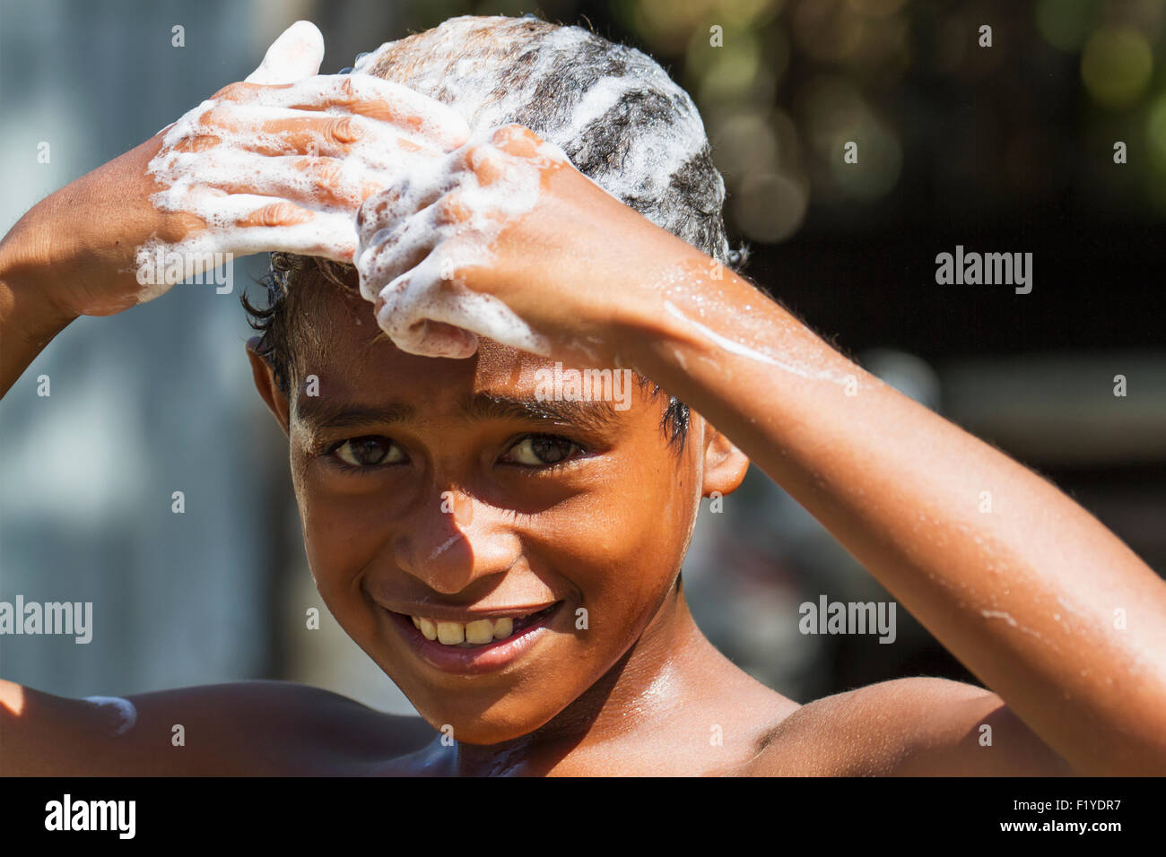 Portrait,Close,Boy,Washing Hair,East Timor Stock Photo - Alamy