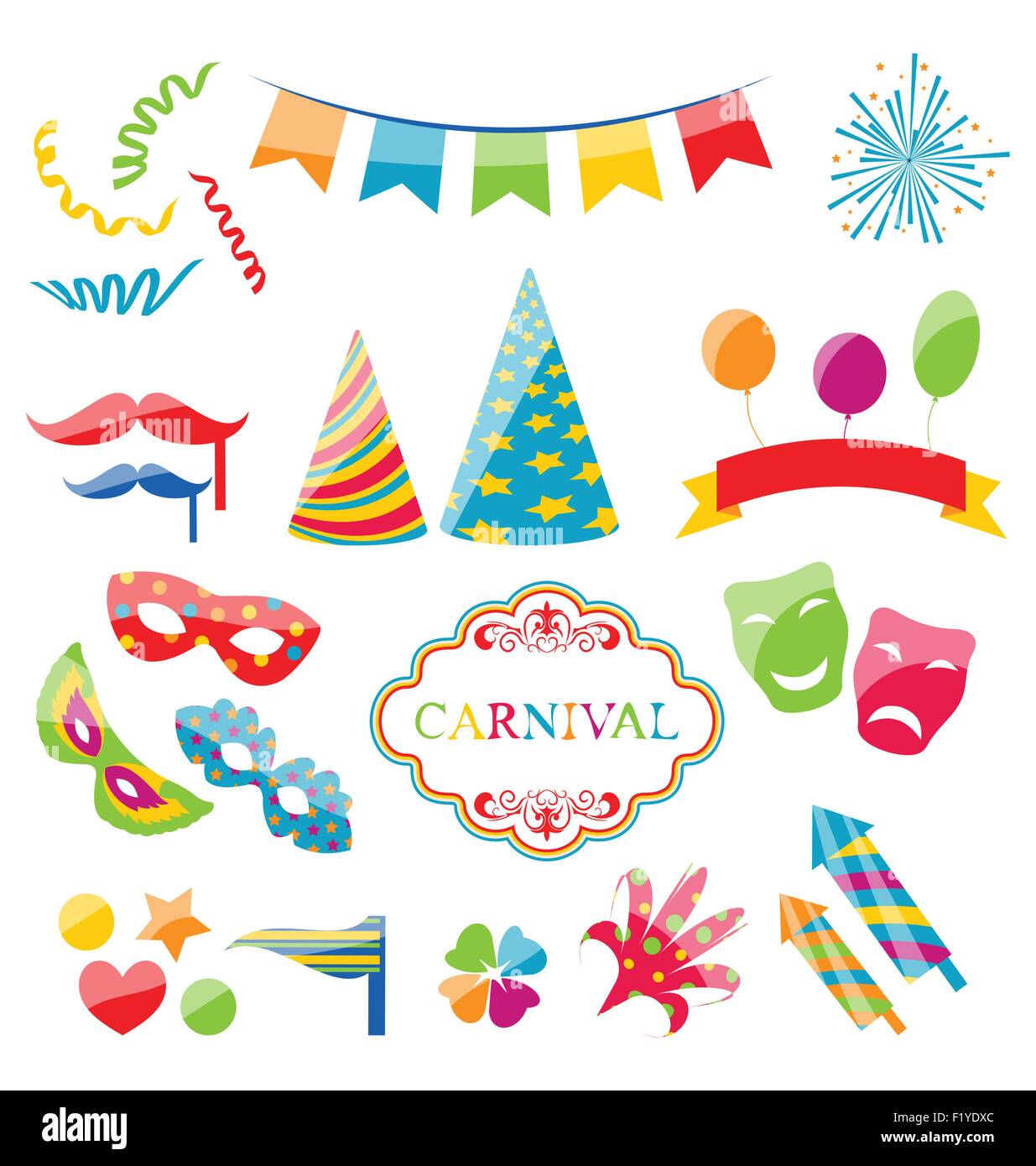Set colorful objects of carnival, party, birthday Stock Vector Image ...