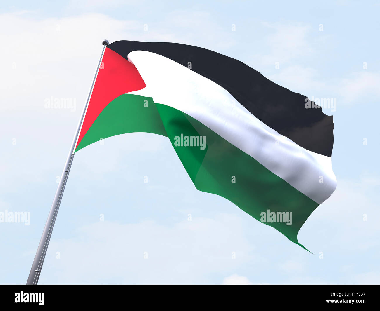 Palestineflag flying on clear sky Stock Photo - Alamy