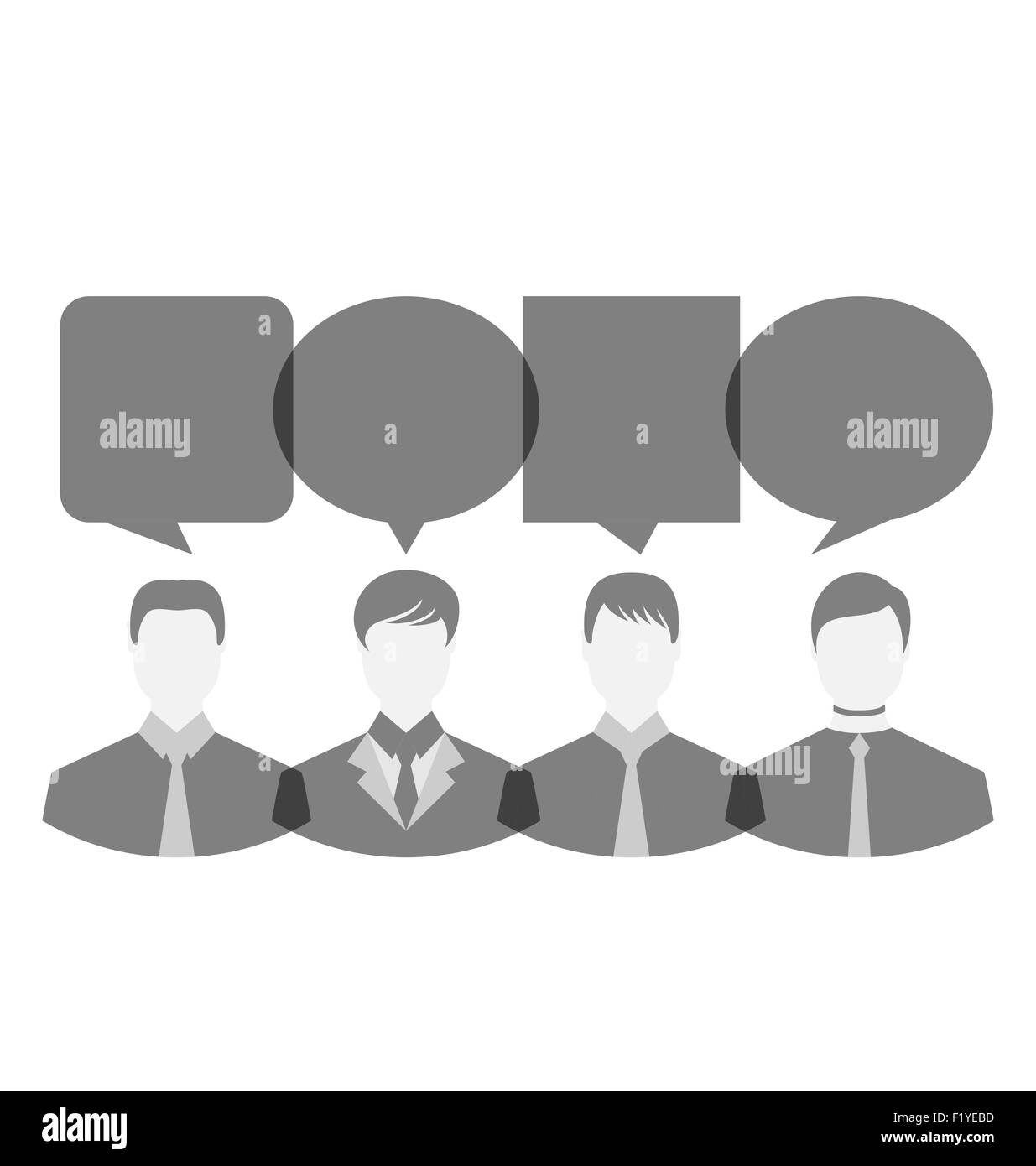 Icons of businessmen with dialog speech bubbles, copy space for Stock ...