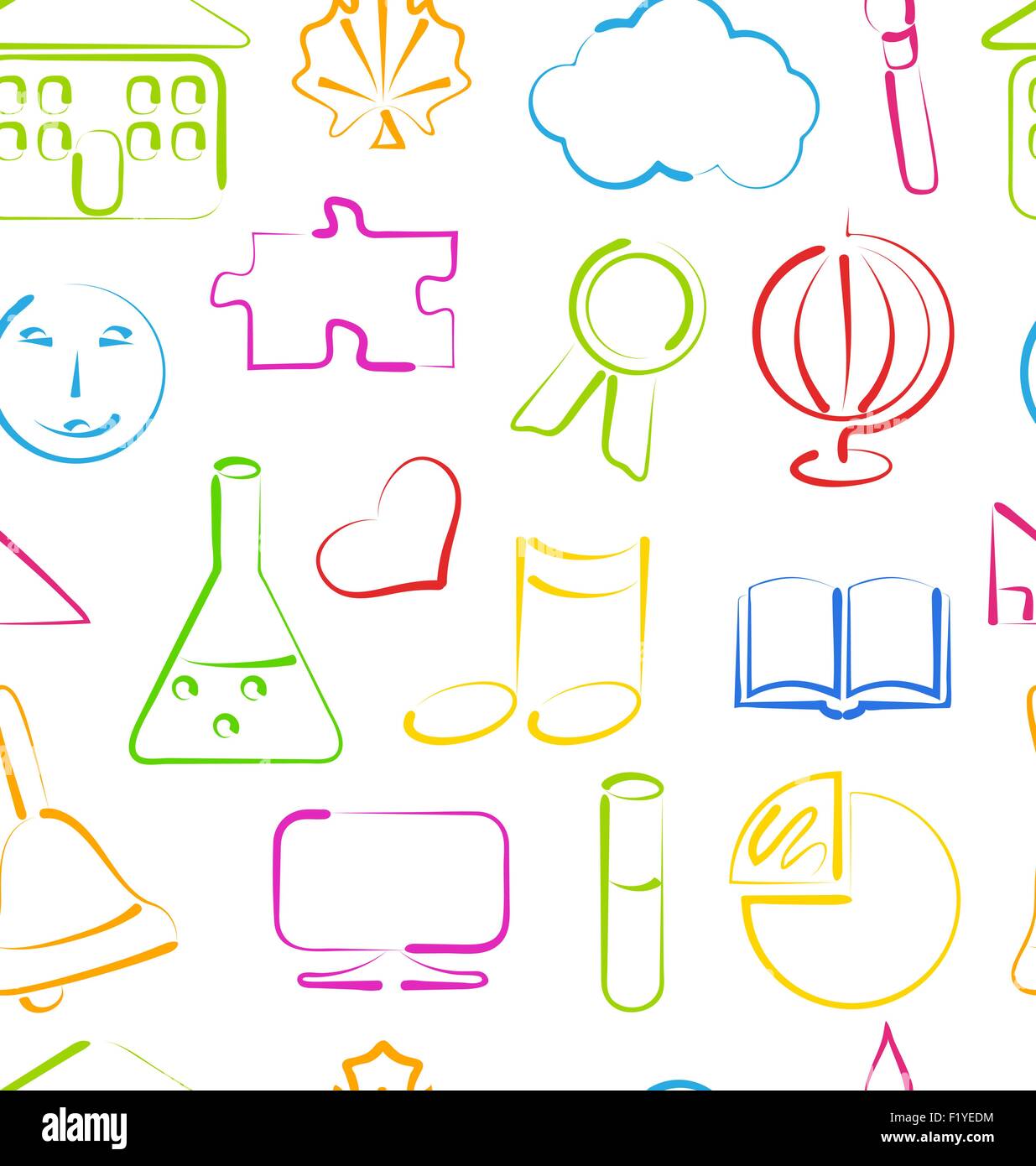 Seamless Wallpaper with Colorful School Objects Stock Vector Image ...