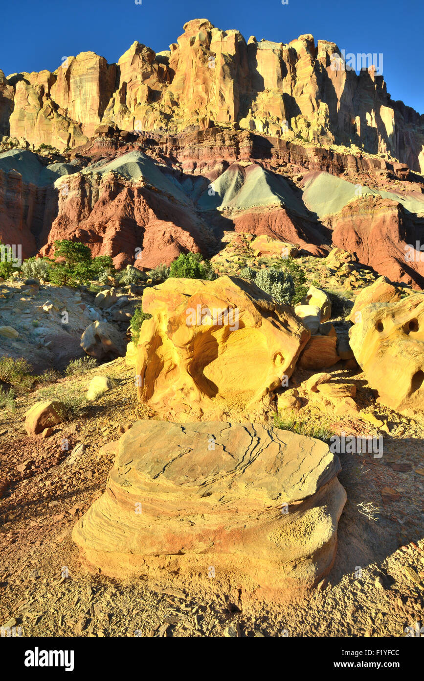 Sunset on waterpocket fold along Scenic Drive in Capitol Reef National ...