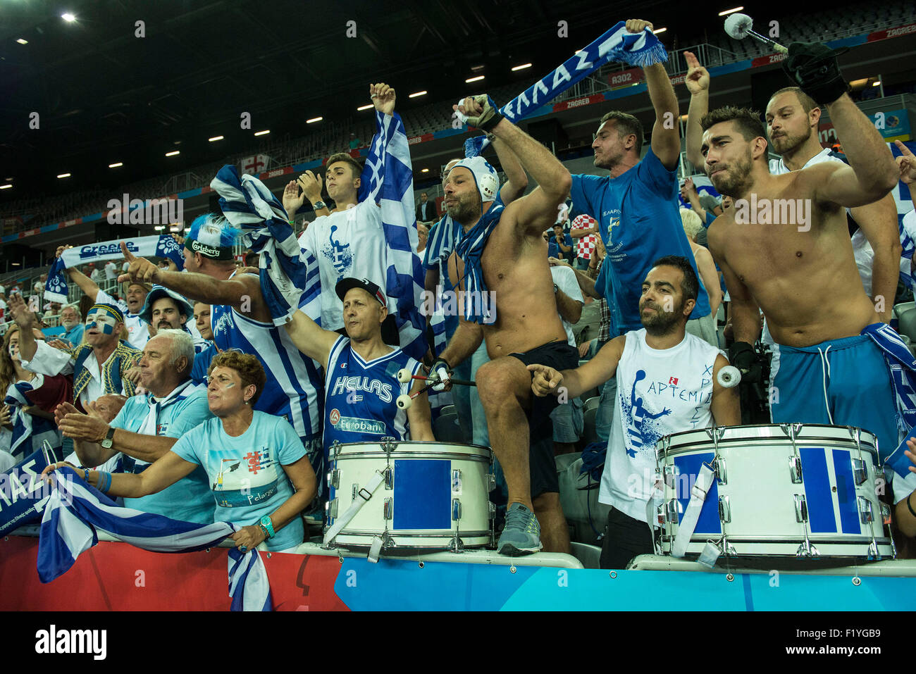 Zagreb, Croatia. 8th Sep, 2015. Greek fans celebrate victory of their ...