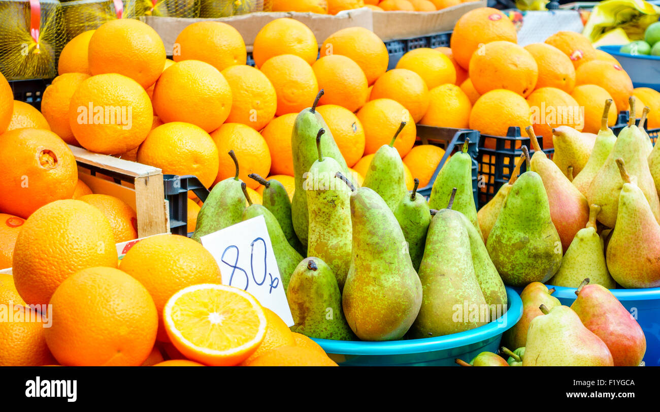 Fresh fruit for sale at a farmers market in Pyatigorsk, Russia Stock ...