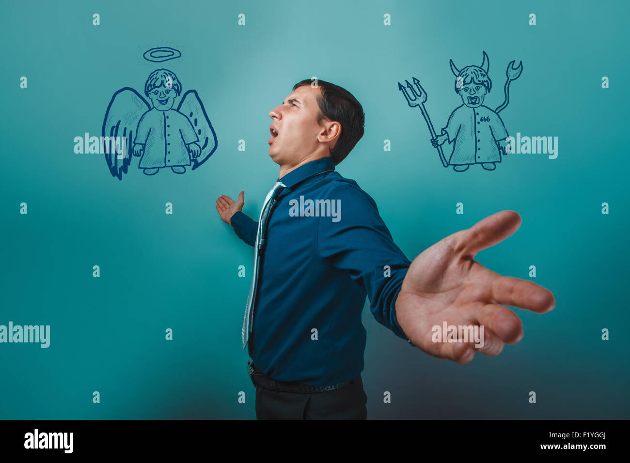 Angel and devil on shoulder hi-res stock photography and images - Alamy