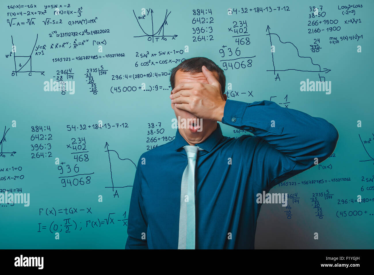 Teacher learned professor covered his face with his hands eyes s Stock ...