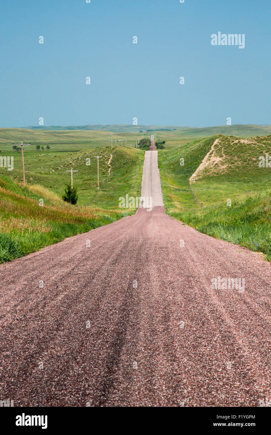 Valentine, Nebraska - A rural road in the Nebraska sandhills Stock ...